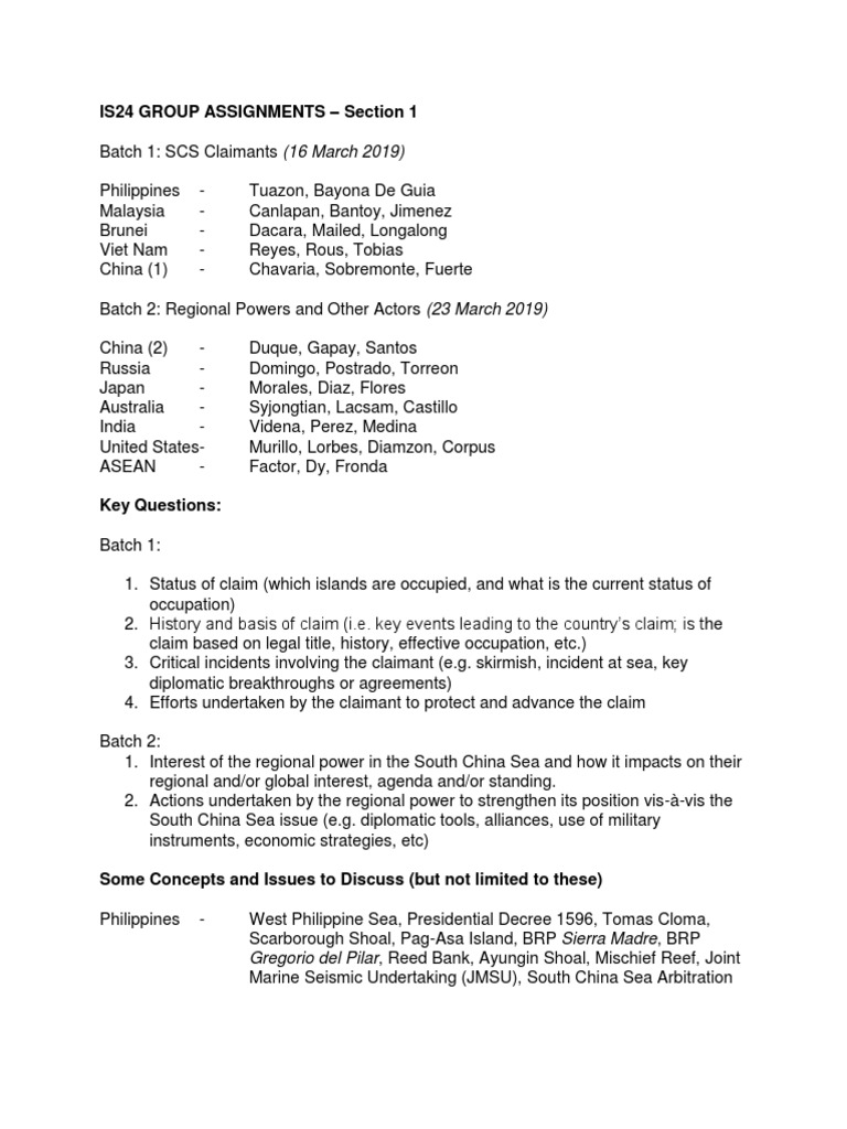 Sec 1 - IS24 Group Report | PDF | South China Sea | Diplomacy