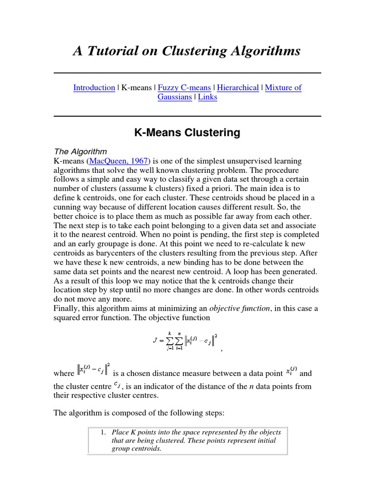 A Tutorial On Clustering Algorithms | PDF | Cluster Analysis ...