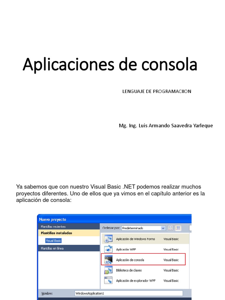 Aplicaciones de Consola | Descargar gratis PDF | Básico | Interfaz de ...