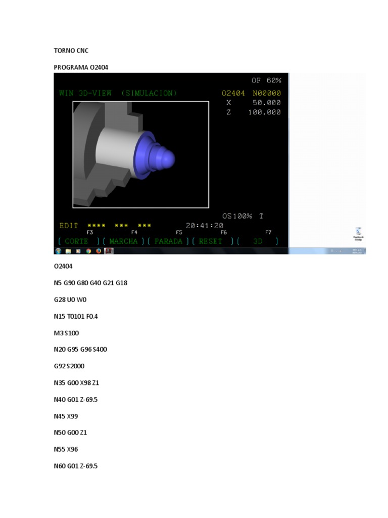 Torno CNC Programa O2404 | PDF | X86 Architecture | Computer Architecture