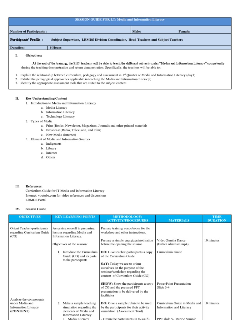 Final Output Session Guide Qtr1 | PDF | Information Literacy | Mass Media