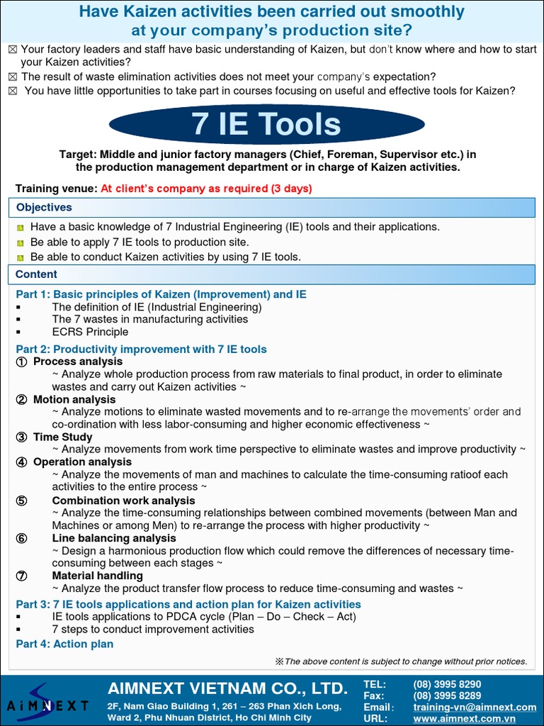 7 IE Tools: Aimnext Vietnam Co., LTD | PDF | Business