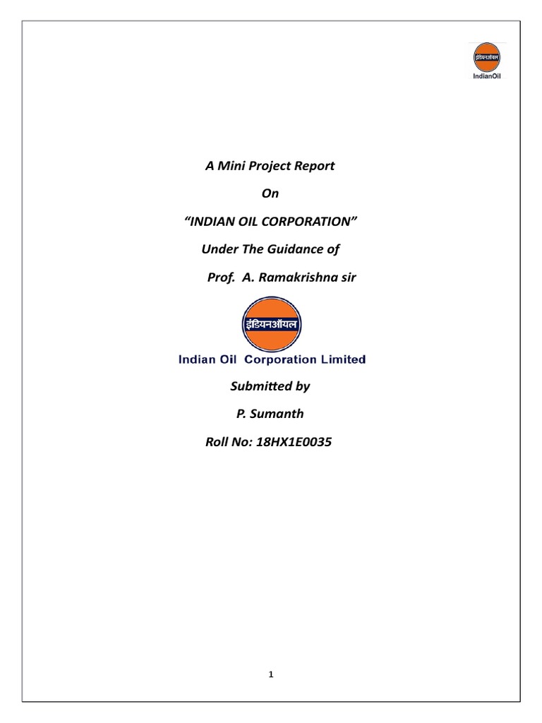 Indian Oil Corporation: A Mini Project Report | PDF | Swot Analysis ...