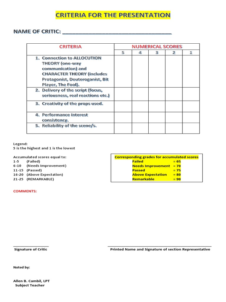 Script Performance Evaluation Criteria | PDF
