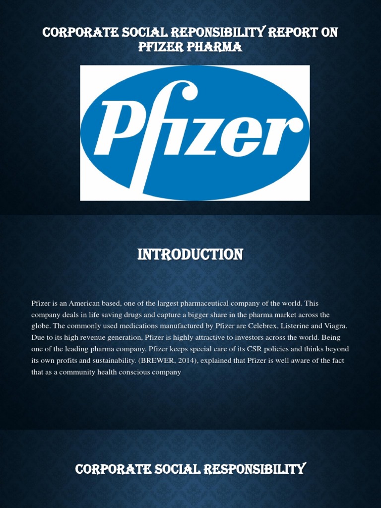 Pfizer PPT Slideshow | PDF | Pfizer | Corporate Social Responsibility
