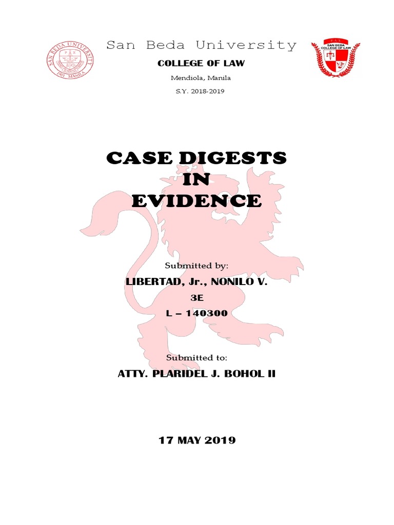 Case Digests IN Evidence: San Beda University | Download Free PDF ...