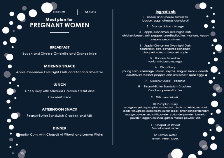 Pregnant Women: Meal Plan For | PDF | Cooking | Foods