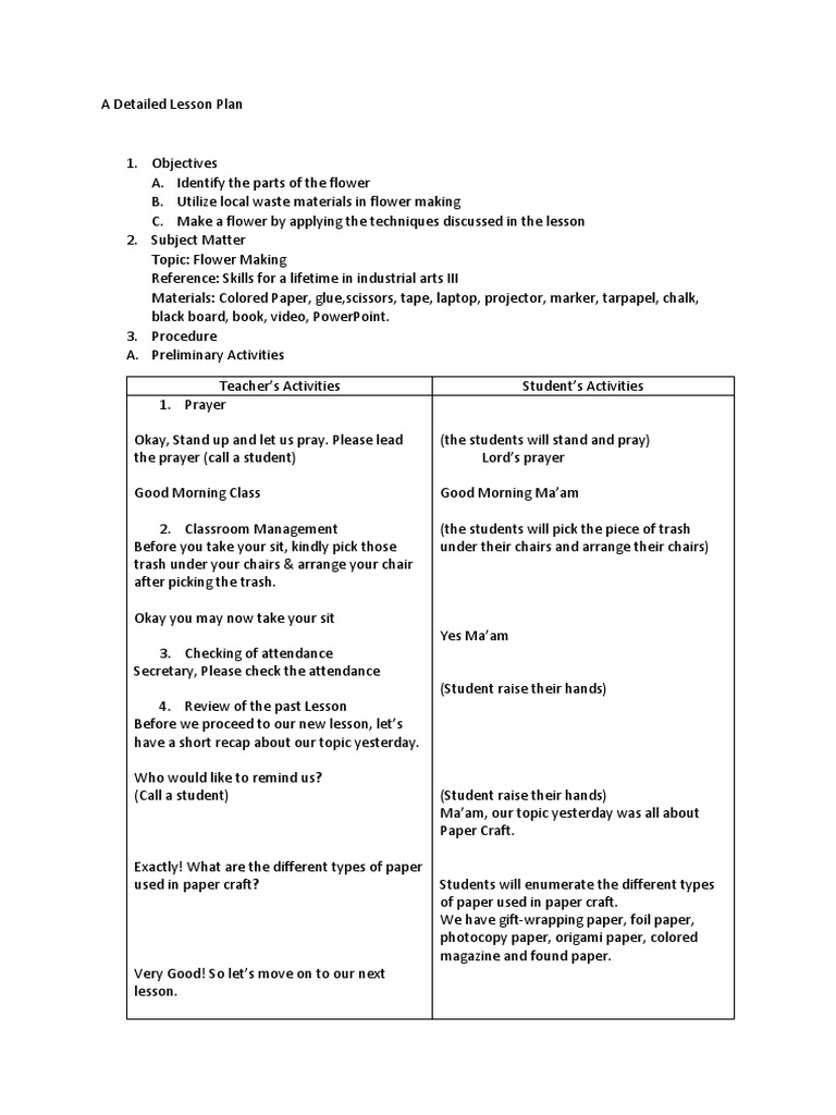 Detailed Lesson Plan | Download Free PDF | Horticulture And Gardening ...