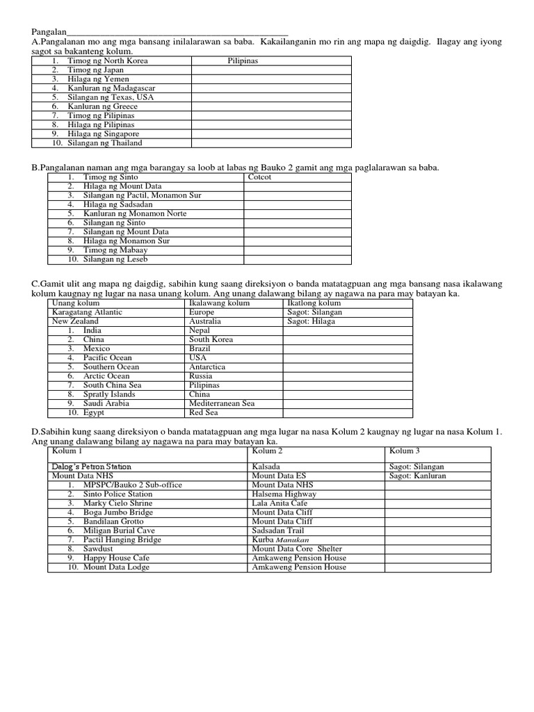 Daigdig Activity Direksiyon | PDF
