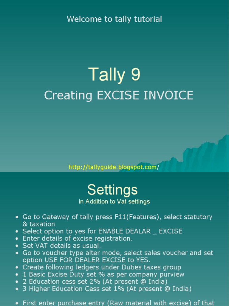 Creating Excise Invoices in Tally 9 | PDF