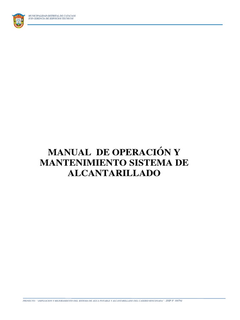 Manual de Operación y Mantenimiento Sistema de Alcantarillado | PDF | Alcantarillado | Tubería ...