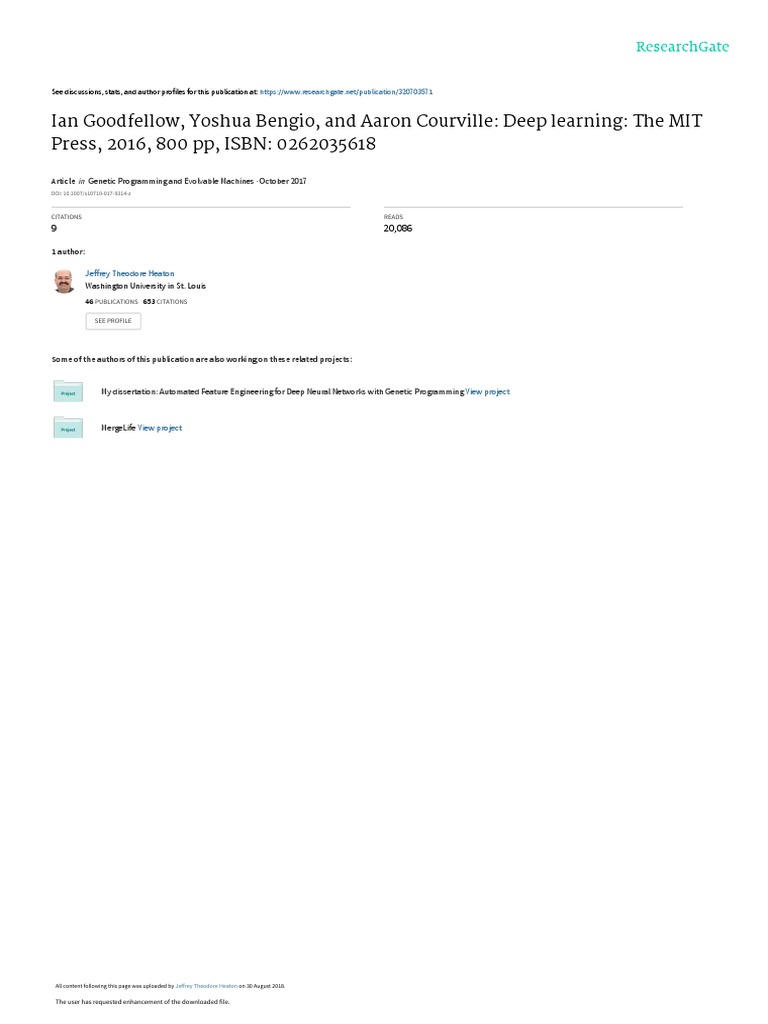 Ian Goodfellow Yoshua Bengio and Aaron Courville D | PDF | Artificial ...