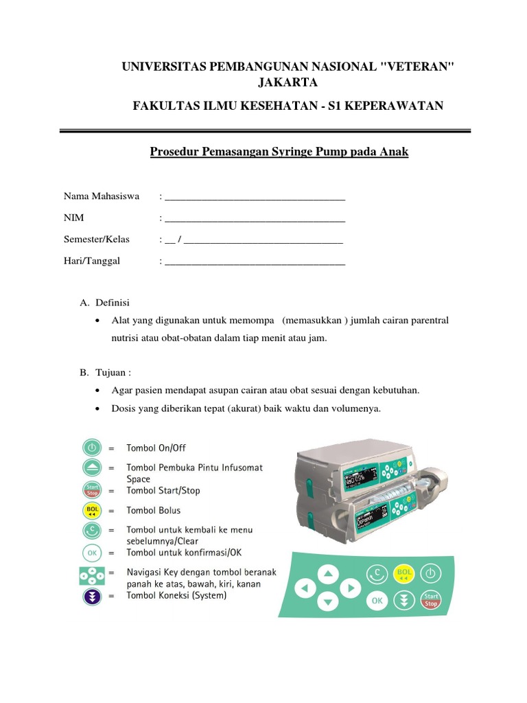 SOP Pemasangan Syringe Pump Pada Anak | PDF