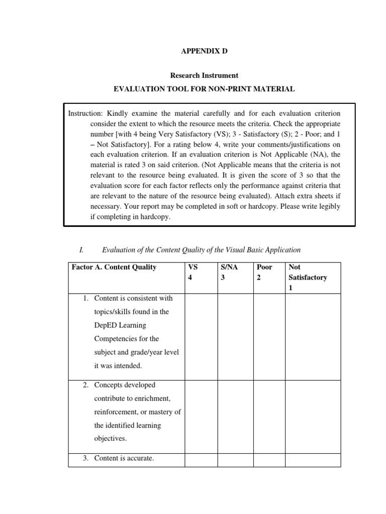 Evaluation For Nonprint Materials (DepEd) | PDF | Critical Thinking ...