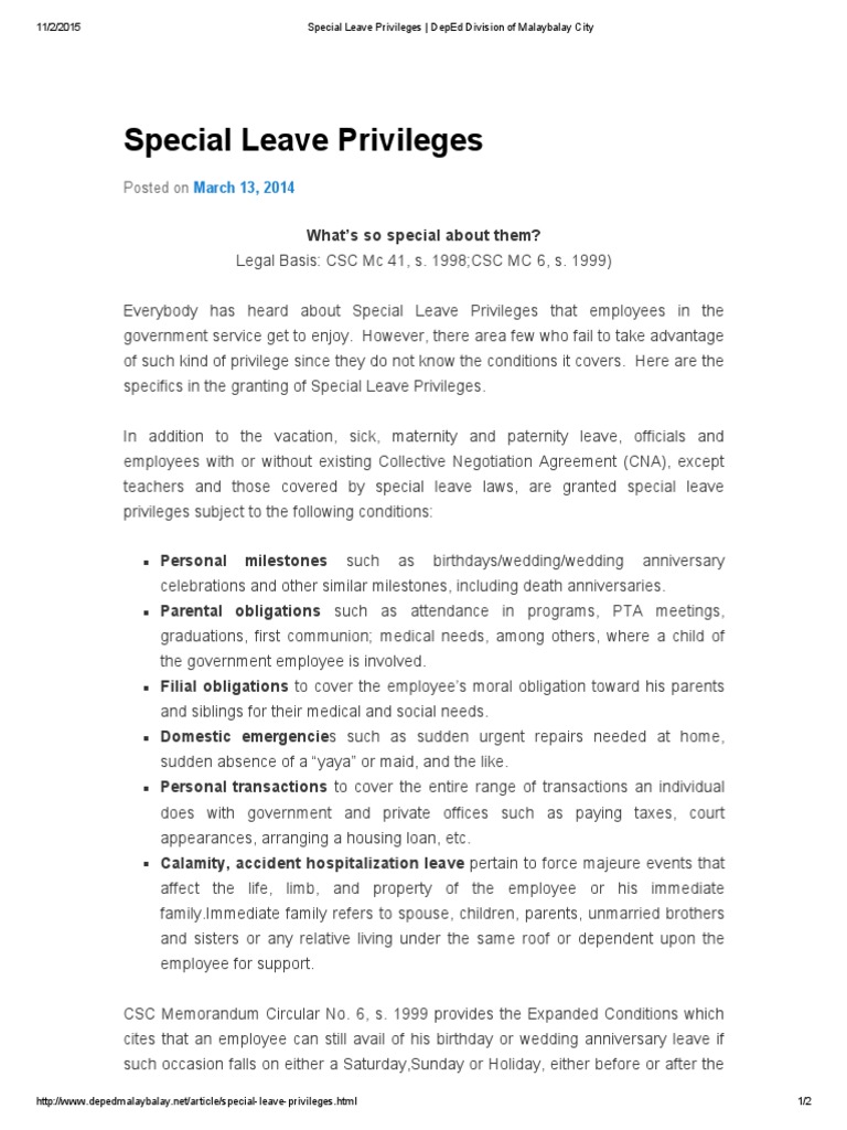 Special Leave Privileges: Posted On | PDF | Private Law | Social ...