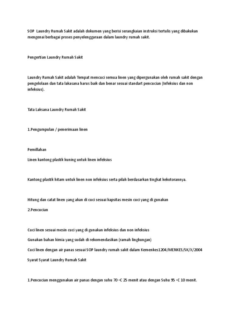 Sop Laundry | PDF
