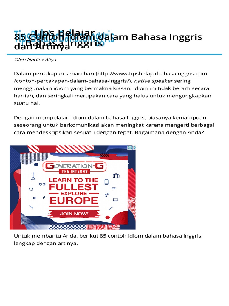 85 Contoh Idiom | PDF