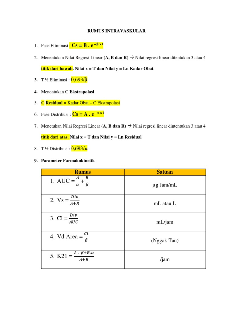 Rumus Farmakokinetik Obat | PDF | Metode & Bahan Ajar | Sains & Matematika