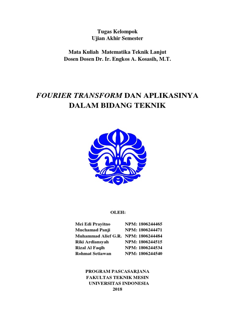 Tugas UAS-Mattek Lanjut PDF | PDF | Fourier Series | Discrete Fourier Transform