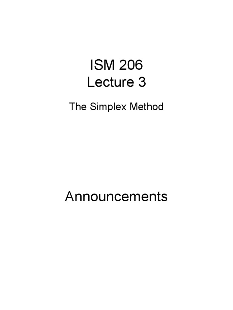 Lecture 3 The Simplex Method Pdf Mathematical Analysis Algebra