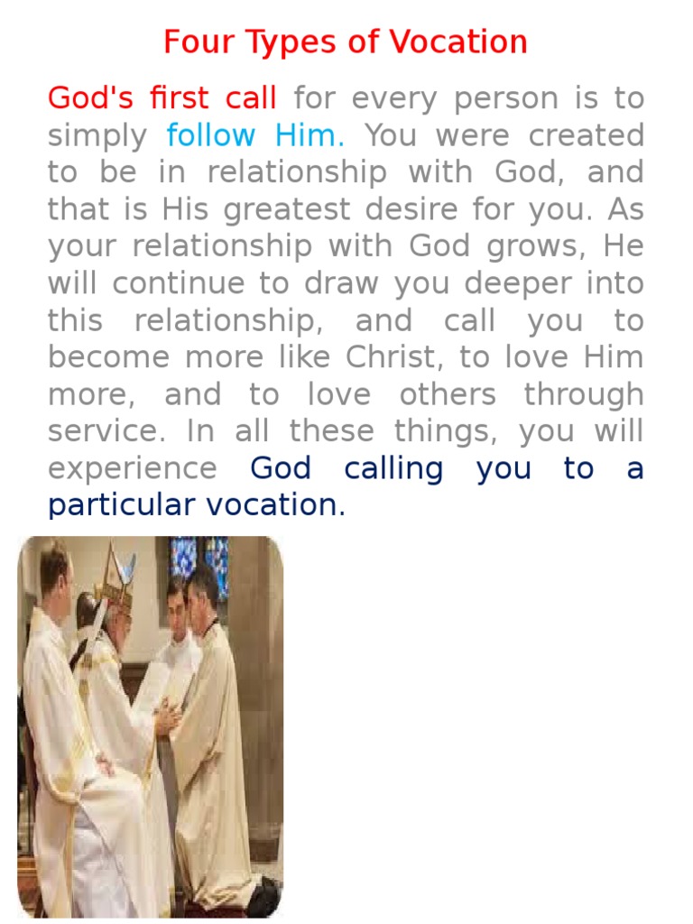 Four Types of Vocation: Follow Him | PDF | Minister (Christianity ...
