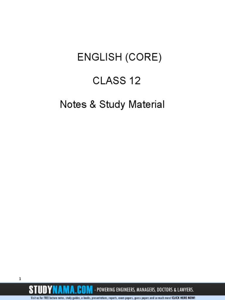 English Core Class 12 Notes & Study Material PDF | PDF | Tillage ...