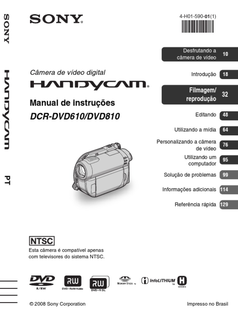 Sony Filmadora PT DCR Dvd610 Dvd810 | PDF | DVD | Câmera