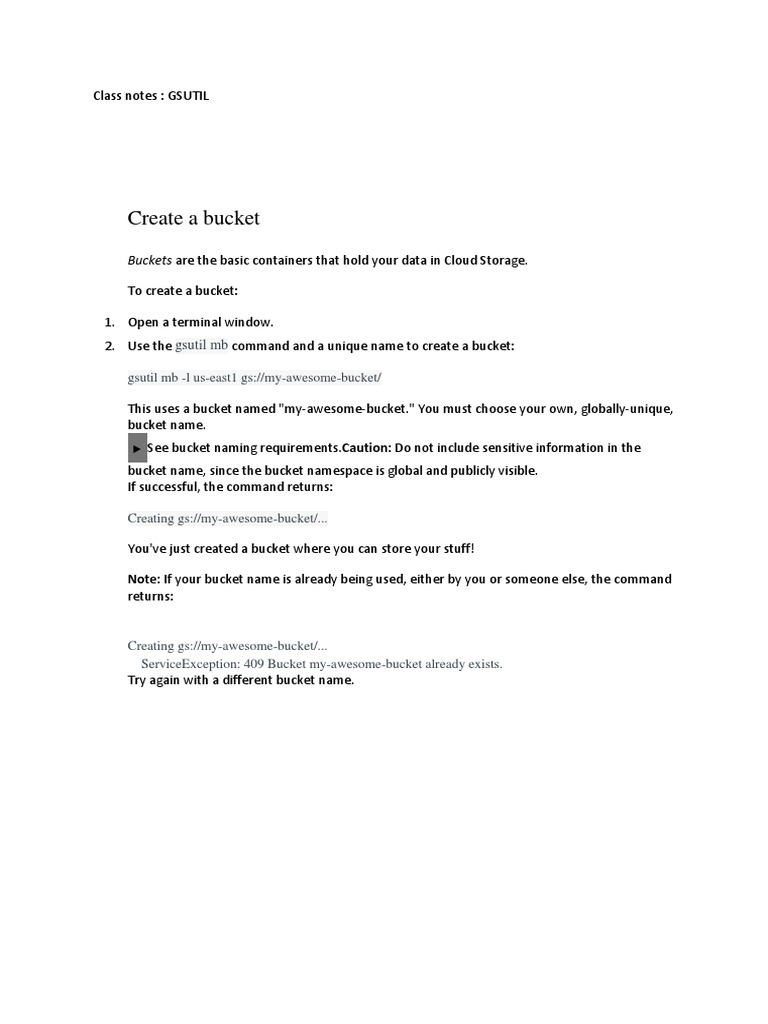 Gsutil Command Notes | PDF | Digital Technology | Computer Engineering