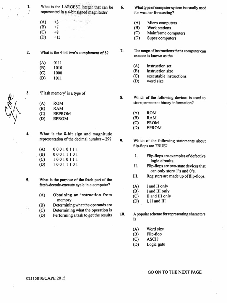 CAPE Computer Science 2015 U1 P1 PDF | PDF | C (Programming Language ...