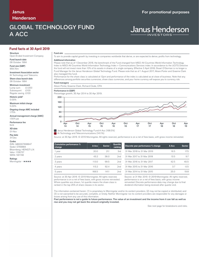 Global Technology Fund A Acc: Janus Henderson | PDF | Investment Fund ...