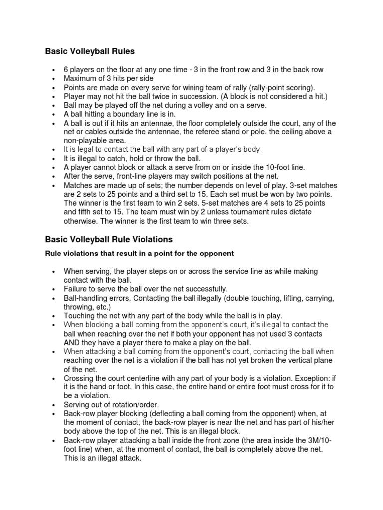 Basic Volleyball Rules Volleyball Rules And Tips