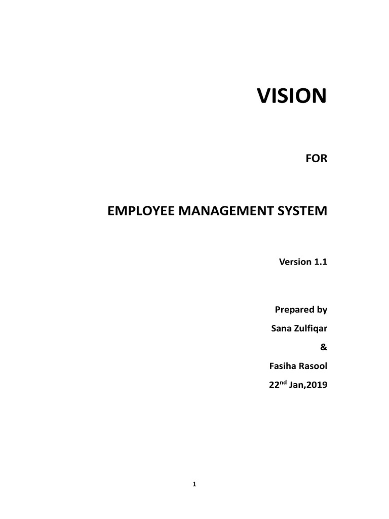 Vision: Employee Management System | PDF | Graphical User Interfaces ...