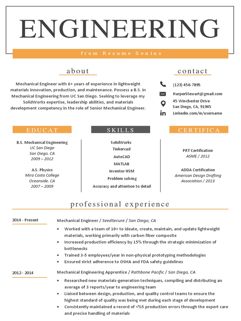 Engineering Resume Sample | PDF | Engineering | Expert