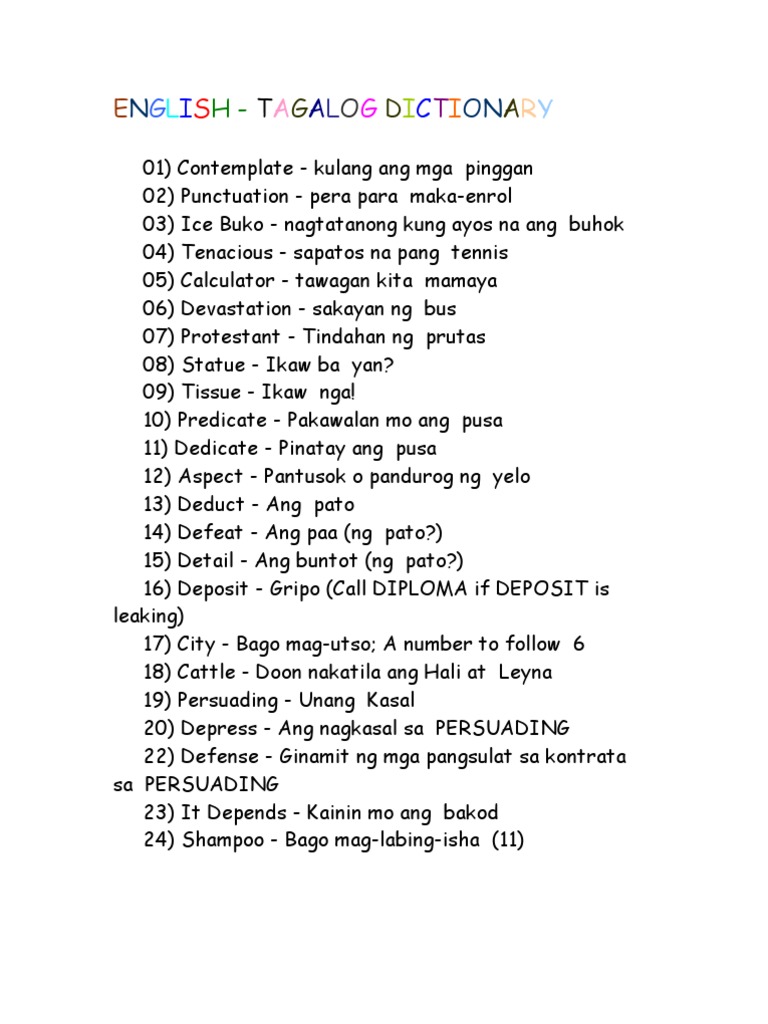 English - Tagalog Dictionary | PDF