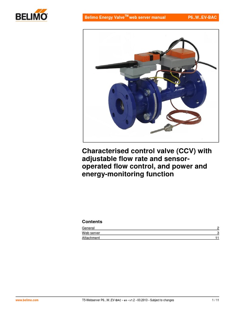 Characterised Control Valve (CCV) With Adjustable Flow Rate and Sensor ...