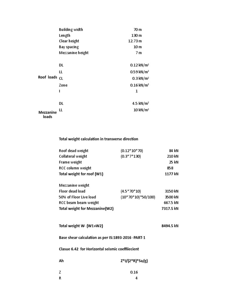 Seismic Calculation Excel | PDF | Mechanics | Structural Engineering