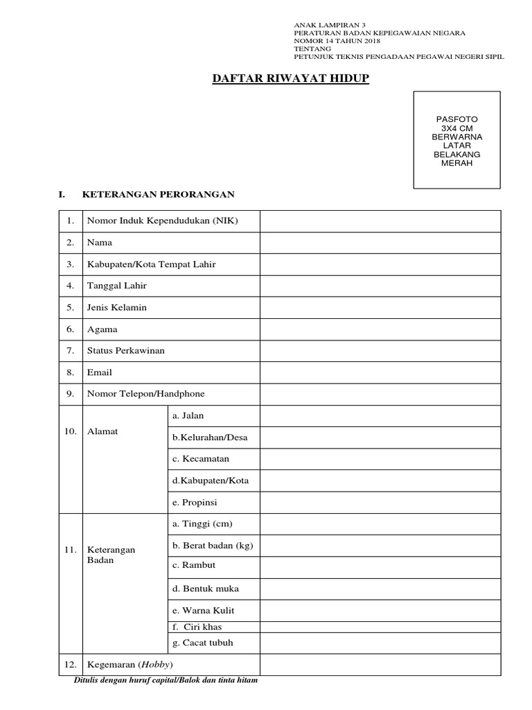 DRH Perka BKN No 14 THN 2018 | PDF