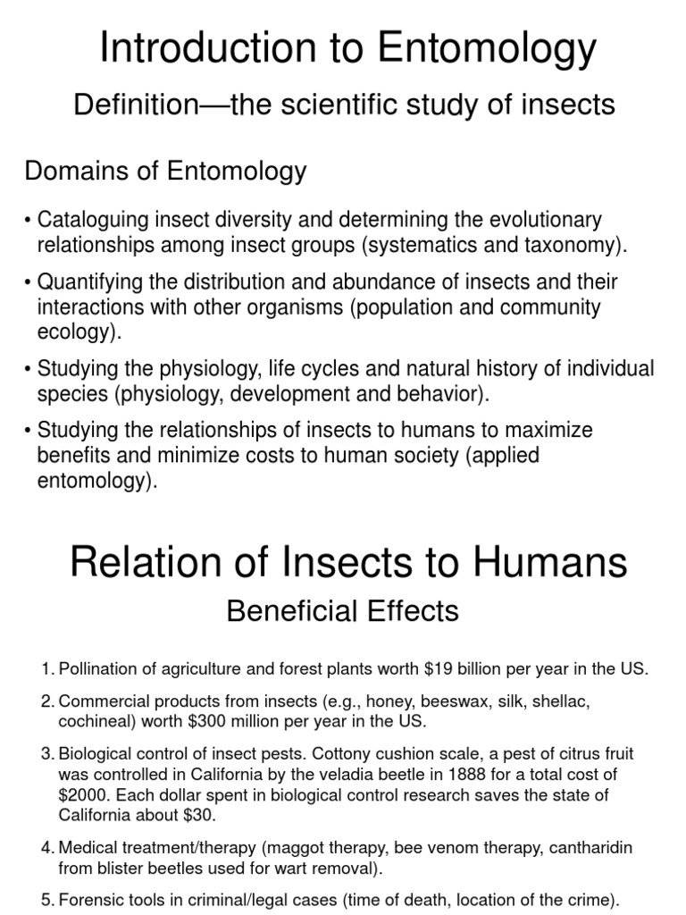 Introduction To Entomology: Definition-The Scientific Study of Insects ...