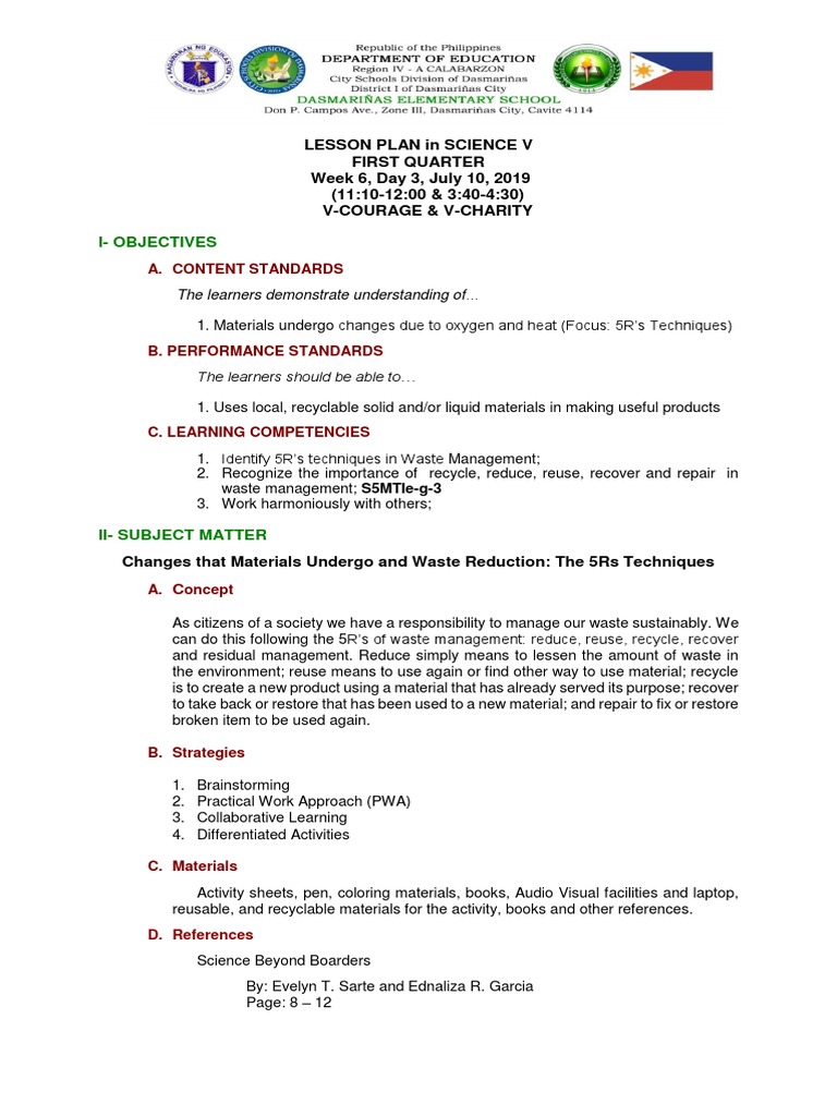 Final Lesson Plan Sir Nick | PDF | Recycling | Reuse