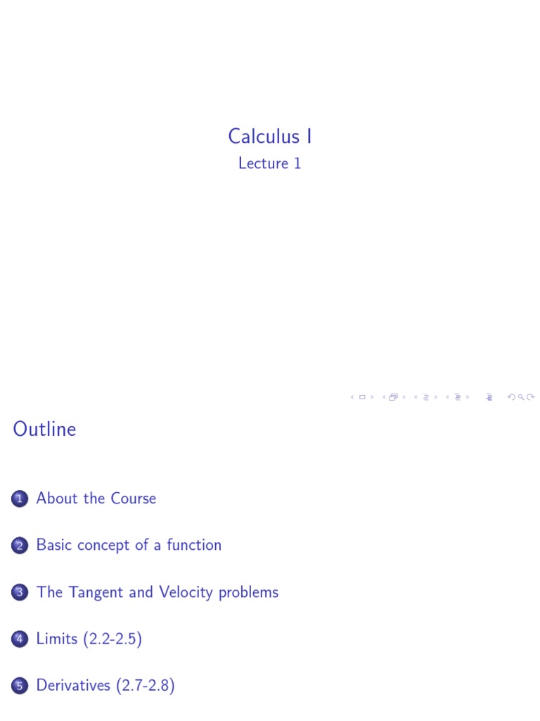 Calculus 1 - Lecture 1 | PDF | Continuous Function | Derivative