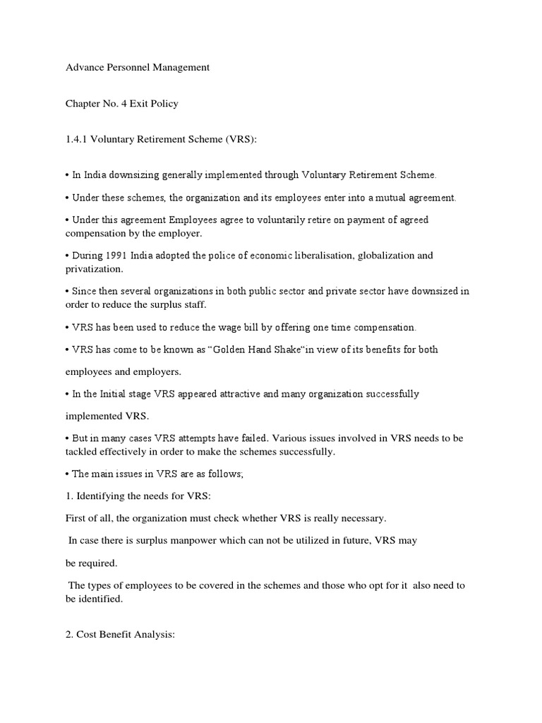 Exit Policy | PDF | Layoff | Employment