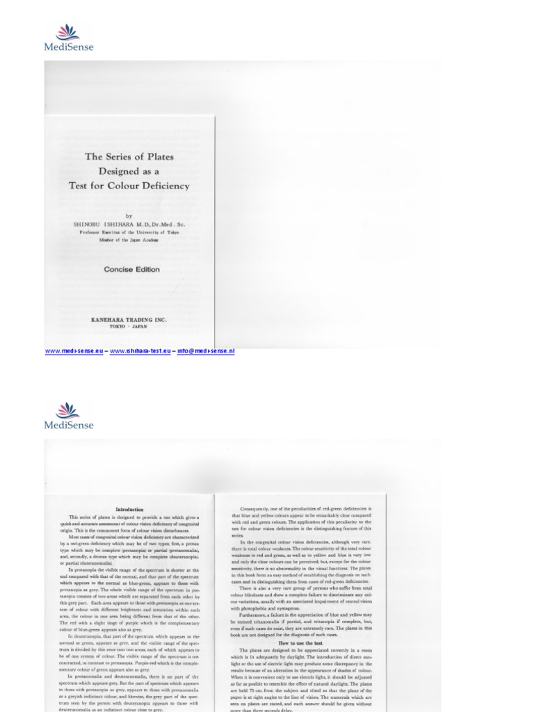 Ishihara Colour Deficiency Test Manual 14 Plates Download1 PDF | PDF