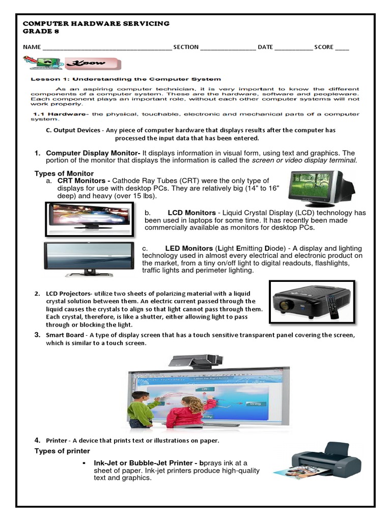 B Output Devices | PDF | Computer Monitor | Printer (Computing)