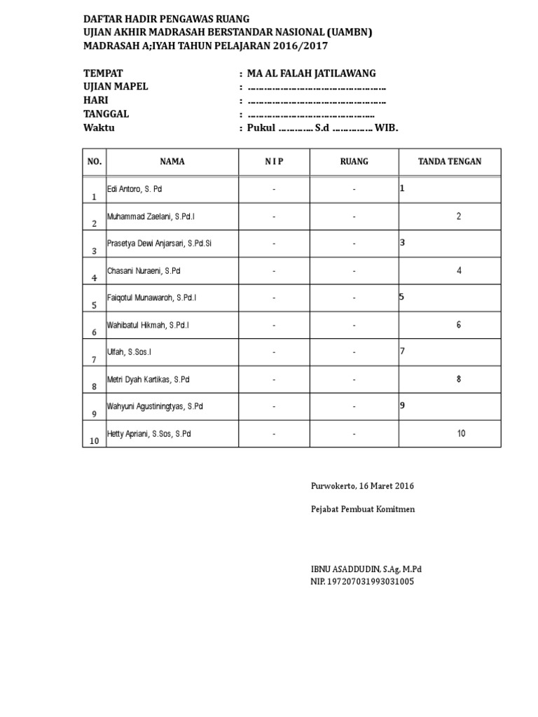 Contoh Absensi | PDF