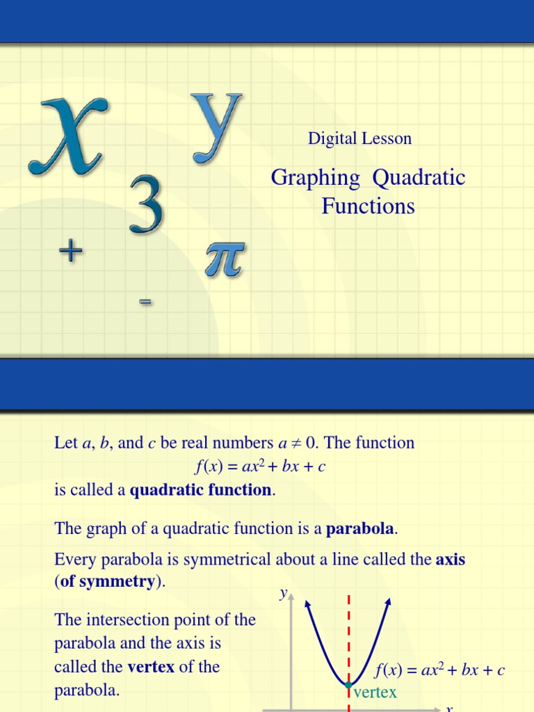 Graphing Quadratic Functions: Digital Lesson | Download Free PDF ...