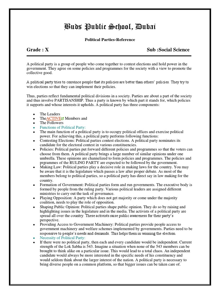 Political Parties Reference | PDF | Political Parties | Elections