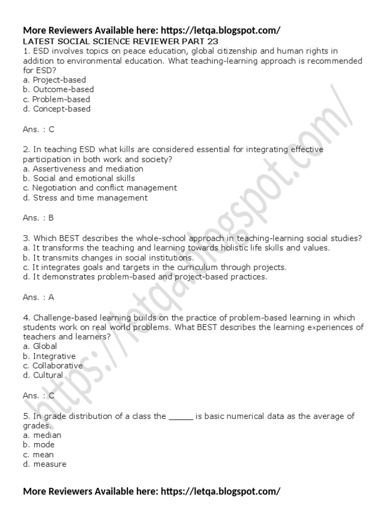 Latest Social Science Reviewer Part 23 | PDF | Project Based Learning ...