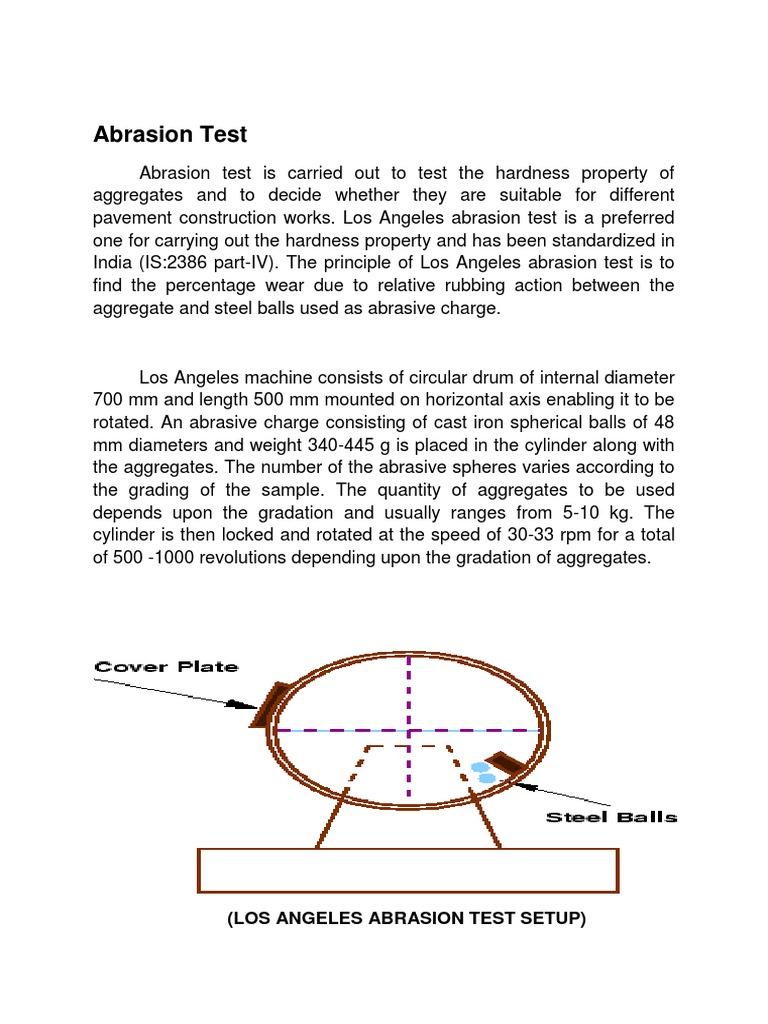 Los Angeles Abrasion Test Overview | PDF | Technology & Engineering