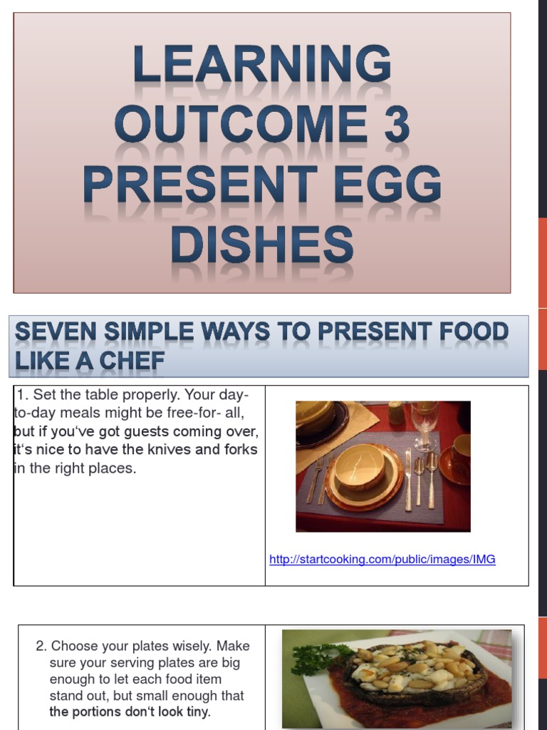 Seven Simple Ways To Present Food Like A Chef | PDF | Egg As Food ...
