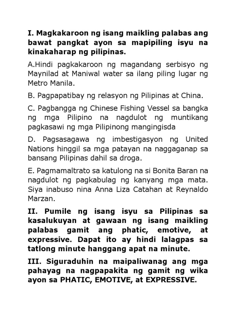 Pangkatang Gawain-Phatic, Emotive, at Expressive | PDF